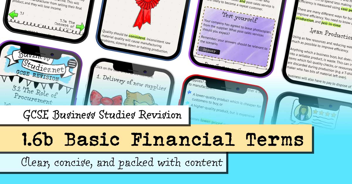 1.6b Basic Financial Terms Revision ☆ BusinessStudies.net